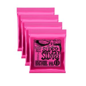 ernie ball super slinky electric guitar strings, nickel wound, lot/4, p02223