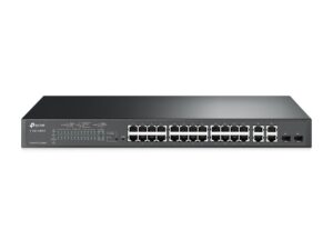 tp-link 24 port fast ethernet poe switch | 24 poe+ ports @192w, w/ 4 uplink gigabit ports + 2 combo sfp slots | smart managed | limited lifetime protection | support l2/l3/l4 qos and igmp(t1500-28pct)