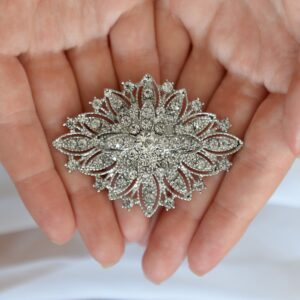 Mariell Vintage Wedding Jewelry Crystal Bridal Brooch Pin for Brides, Bridesmaids, Mother of The Bride