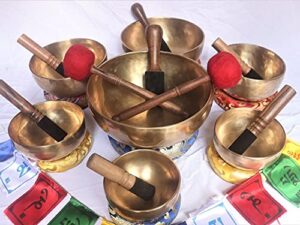 chakra healing tibetan singing bowl - set of 7 - hand hammered tibetan meditation singing bowl nepal