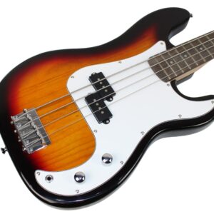 Stedman Pro Beginner Series Bass Guitar Bundle with 15-Watt Amp, Gig Bag, Instrument Cable, Strap, Picks, and Polishing Cloth - Sunburst