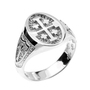 men's fine jewelry 925 sterling silver jerusalem cross ring (size 7)