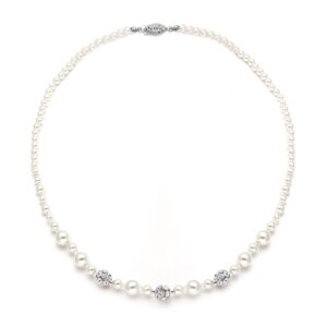 mariell pearl necklace for brides with rhinestone crystal fireball accents, 16", bridal & wedding jewelry