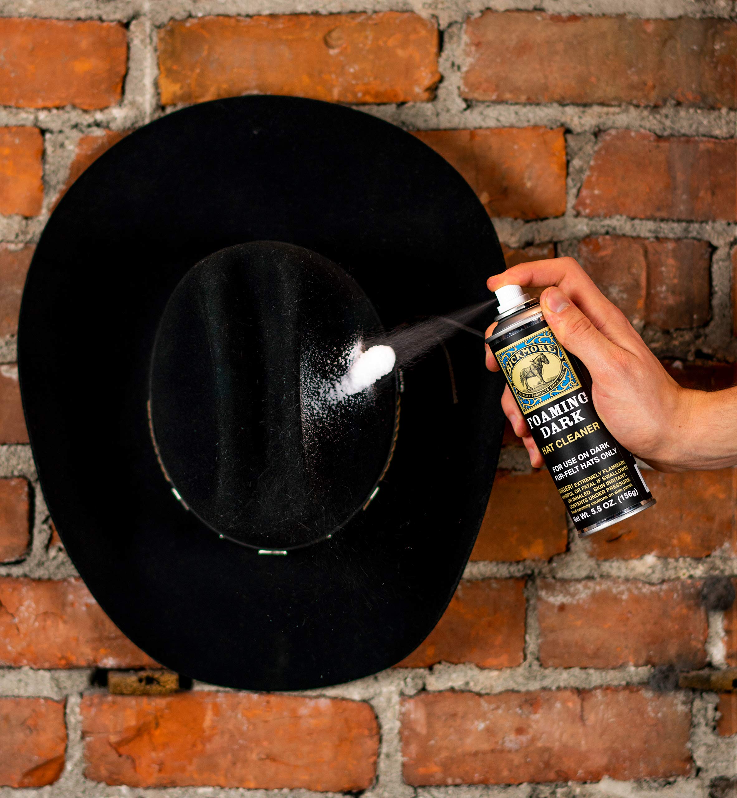 Bickmore Foaming Dark Hat Cleaner | Remove Dirt, Dust, Fingerprints & Sweat Stains - Great for Fur - Felt Cowboy Hats, Baseball Hats & More