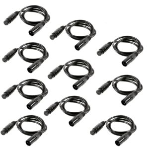 mountain_ark 10 pack 3-pin dmx cable signal xlr connection stage light wire 6.5 ft / 2 m for moving head light par light