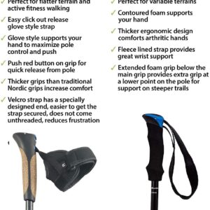 York Nordic Ultralight Folding Walking Poles - Travel Ready - with Rubber Feet, Baskets, and Bag (Nordic Grips - 5'3" to 5'7")