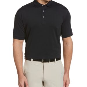 Callaway Men's Golf Short Sleeve Tonal Stripe Polo Shirt, Black, Small