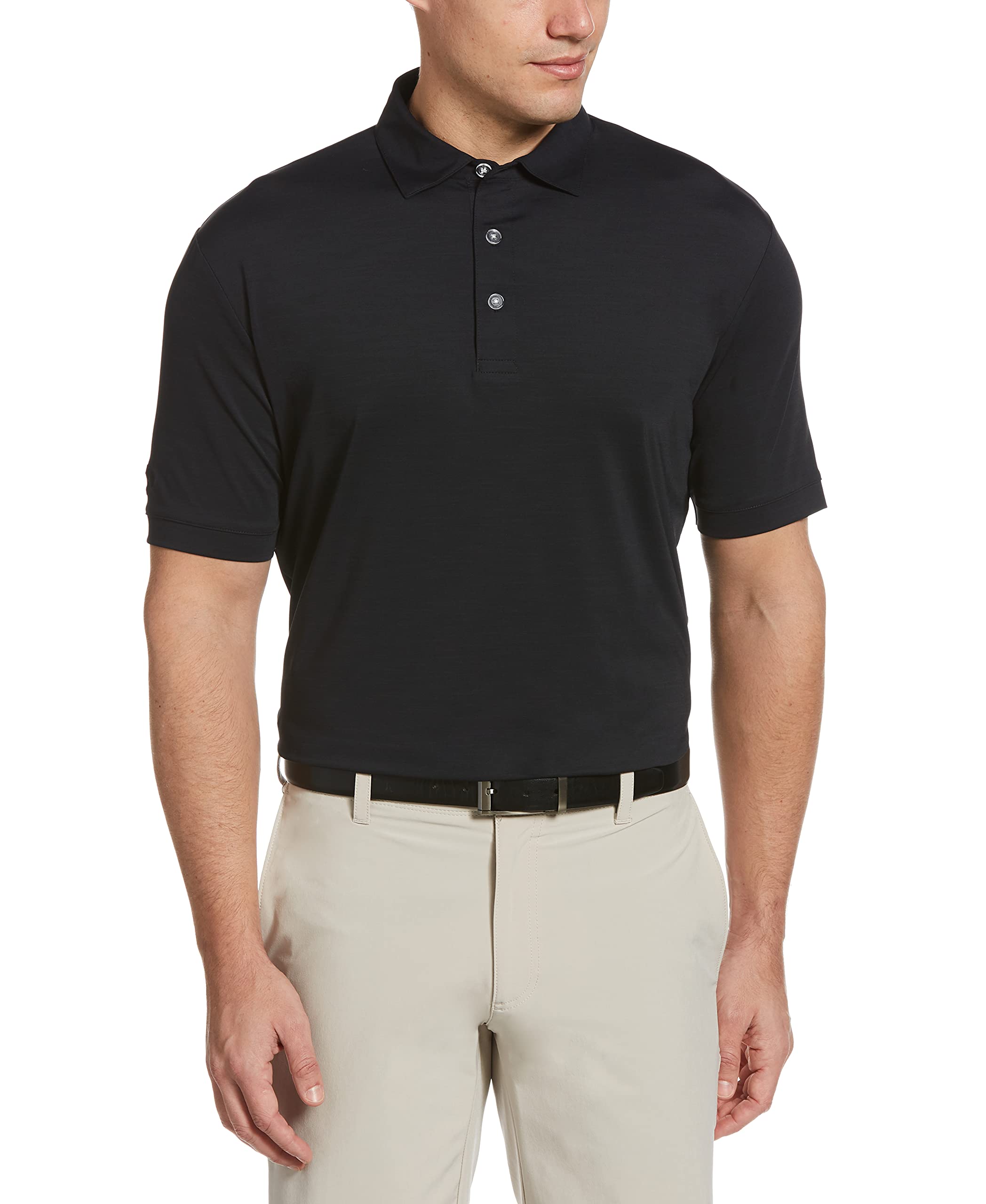 Callaway Men's Golf Short Sleeve Tonal Stripe Polo Shirt, Black, Small