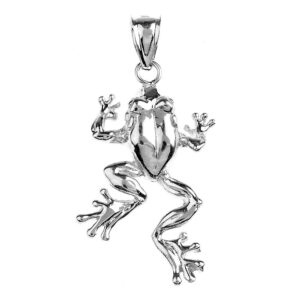 polished .925 sterling silver frog animal pendant