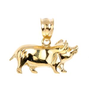 high polish 10k yellow gold pig charm pendant