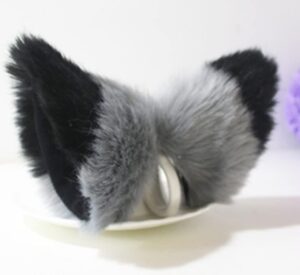 happylifehere cat fox ears kitty costume halloween cosplay fancy dress black with gray kits