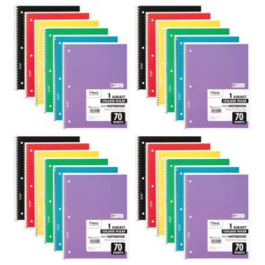 mead spiral notebooks, 1 subject, college ruled, 70 sheets, 24 pack (73705)