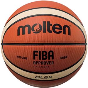 molten leather basketball, orange/tan, intermediate size 6, model: bgl6x