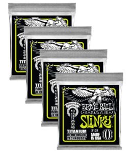 lot of 4 - ernie ball coated regular slinky electric guitar strings, p03121 ^4