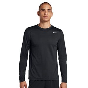 nike men's legend 2.0 long sleeve tee, black/matte silver, large