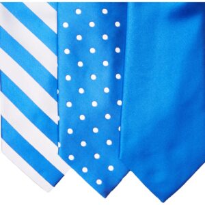 STACY ADAMS mens 3 Pack Satin Solid Striped Dots With Pocket Squares Necktie, Blue, One Size US