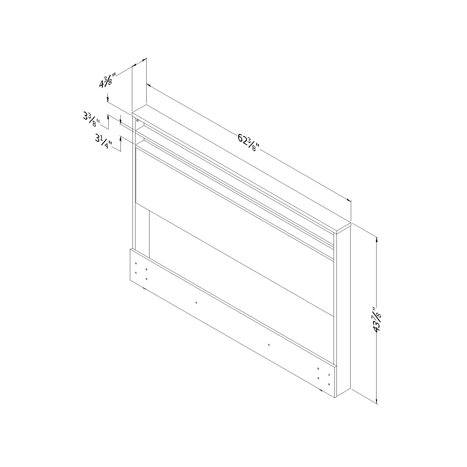 South Shore Tao Headboard with 2 Shelves, Queen 60-Inch, Gray Oak