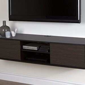 South Shore Floating Wall Mounted Media Console, Chocolate & Zebrano