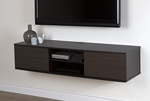 South Shore Floating Wall Mounted Media Console, Chocolate & Zebrano