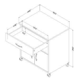 South Shore 2-Door Printer Stand with Storage on Wheels, Pure Black, 19 75 L x 26 W x 27 25 H,