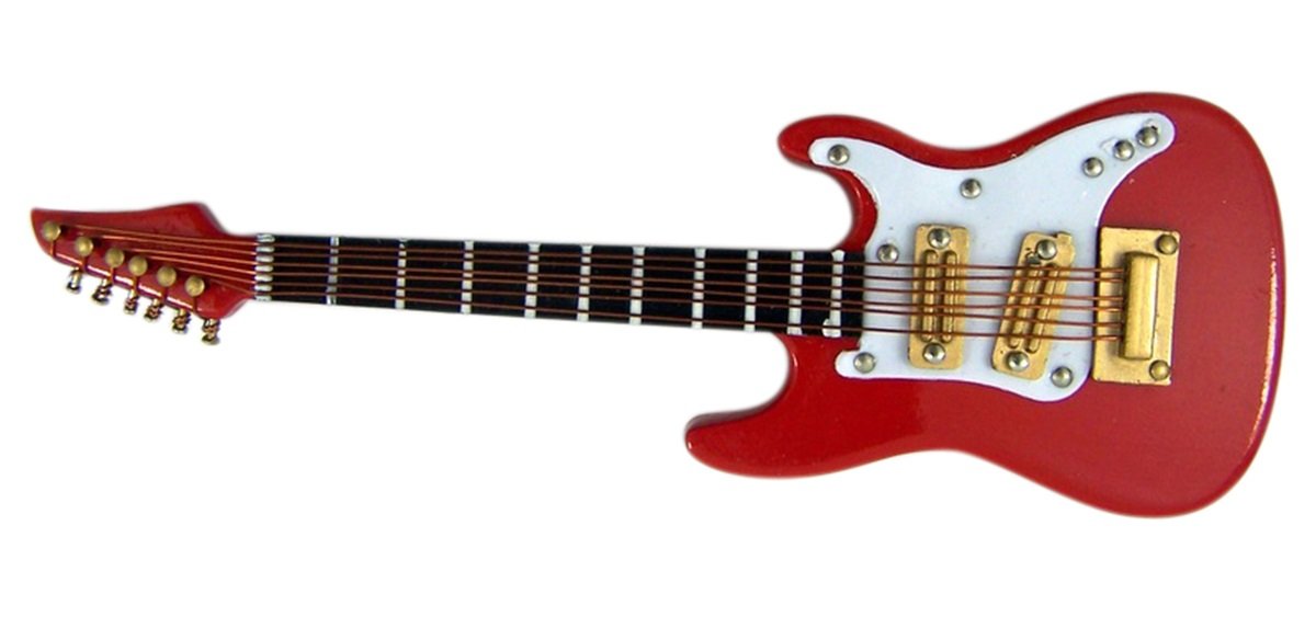 Red Electric Guitar Miniature Replica Magnet, Size 4 inch