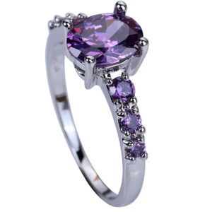 yazilind stunning wedding bridal cubic zirconia purple engagement ring for women size 10