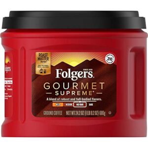 folgers gourmet supreme medium dark roast ground coffee, 24.2 ounces