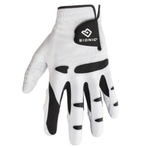 bionic glove mens stablegrip with natural fit golf glove regular white left.