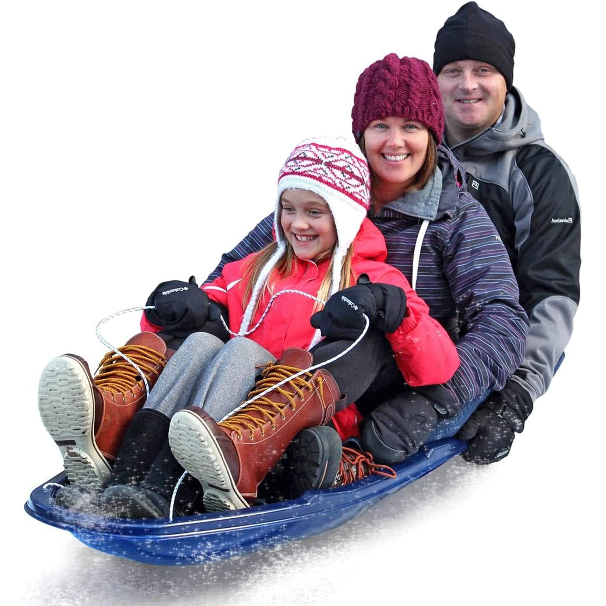 Flexible Flyer Winter Trek Large Pull Sled for Adults. Plastic Toboggan for Snow Sledding, Ice Fishing, Work, Blue, 66 x 20 x 6 inches