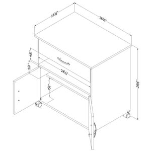 South Shore 2-Door Printer Stand with Storage on Wheels, Pure White