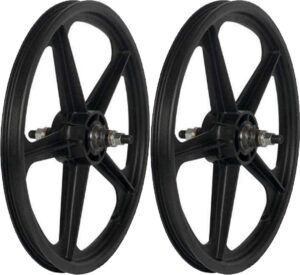 skyway, tuff ii 20" 5 spoke black, wheel, front and rear, 20'' / 406, bolt-on, f: 100, r: 110, rim, bmx cassette