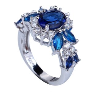 yazilind elegant royal gemstone flower gemstone rings wedding jewelry for women size8