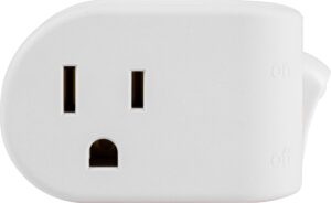 ge grounded power switch, outlet extender, 3-prong, easy to install, for indoor lights and small appliances, energy efficient adapter, space saving design, ul listed, white, 25511