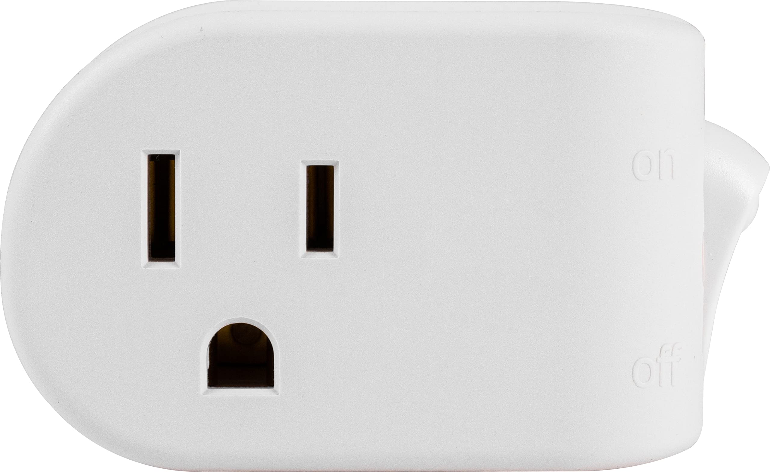 GE Grounded Power Switch, Outlet Extender, 3-Prong, Easy to Install, for Indoor Lights and Small Appliances, Energy Efficient Adapter, Space Saving Design, UL Listed, White, 25511