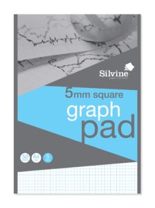 silvine a4 professional graph pad. 50 sheets of quality 90gsm paper, printed 5mm squares. ref a4gpx