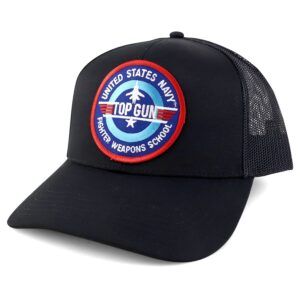 us navy top gun patch snapback trucker mesh cap - fighter weapons school