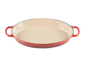 le creuset enamel cast iron signature oval baker, 3 quart, cerise (cherry red)