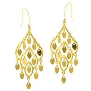 10k yellow gold fancy chandelier drop earrings with french wire clasp