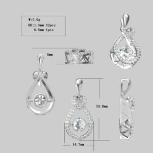 Central Diamond Center Heart & Pear Dancing Gemstone Necklace 925 Sterling Silver & Pure Brilliance Zirconia, Platinum Plated