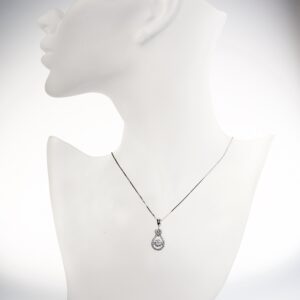 Central Diamond Center Heart & Pear Dancing Gemstone Necklace 925 Sterling Silver & Pure Brilliance Zirconia, Platinum Plated