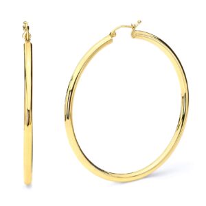 14k real yellow gold 3mm thickness hoop earrings (55x 55 mm)