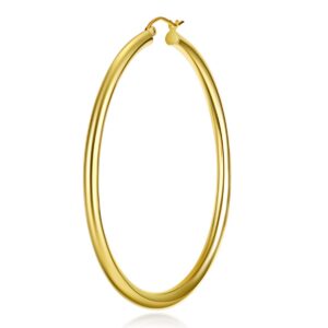 14k REAL Yellow Gold 3mm Thickness Hoop Earrings (55x 55 mm)