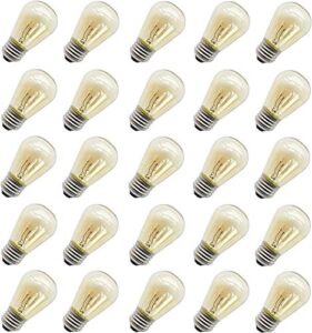 rolay 11w outdoor string light bulbs, s14 incandescent replacement bulbs for outdoor patio string lights with e26 base, pack of 25