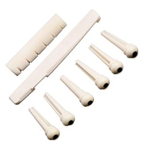 yueton Pack of 2 Sets Black and White Plastic Bridge Pins & Saddle & Nut Replacement Parts for Acoustic Guitar