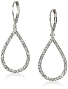 anne klein ready to shine silver-tone/crystal teardrop earrings