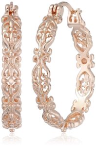 amazon essentials 14k rose gold plated sterling silver filigree round hoop earrings ,(previously amazon collection)