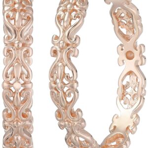 Amazon Essentials 14k Rose Gold Plated Sterling Silver Filigree Round Hoop Earrings ,(previously Amazon Collection)