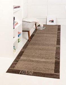 unique loom del mar collection area rug - sarah (2' 7" x 10' runner, dark beige/ brown)