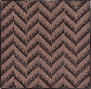 unique loom outdoor modern collection area rug - chevron (5' 4" square, brown/ black)