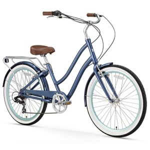 sixthreezero evryjourney women's beach cruiser bike, step-through touring hybrid bicycle